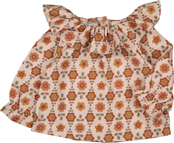 Tunic Lilie Twill Brushed Flower Power Cognac Louis Louise